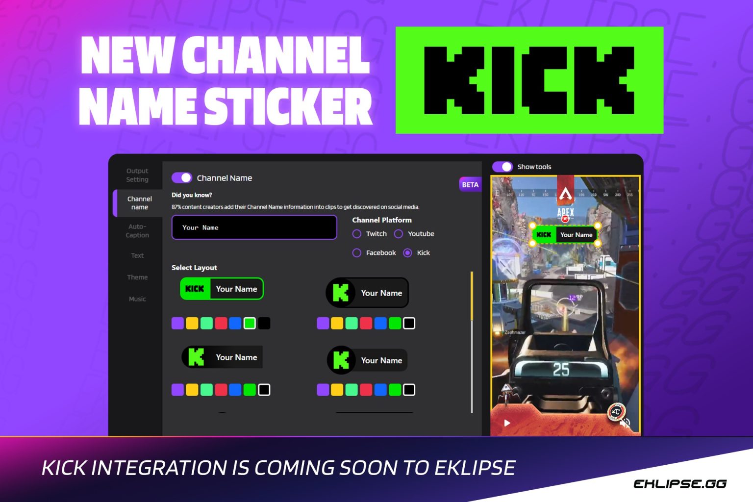 Eklipse Update: Kick Channel Name Sticker Has Arrived!