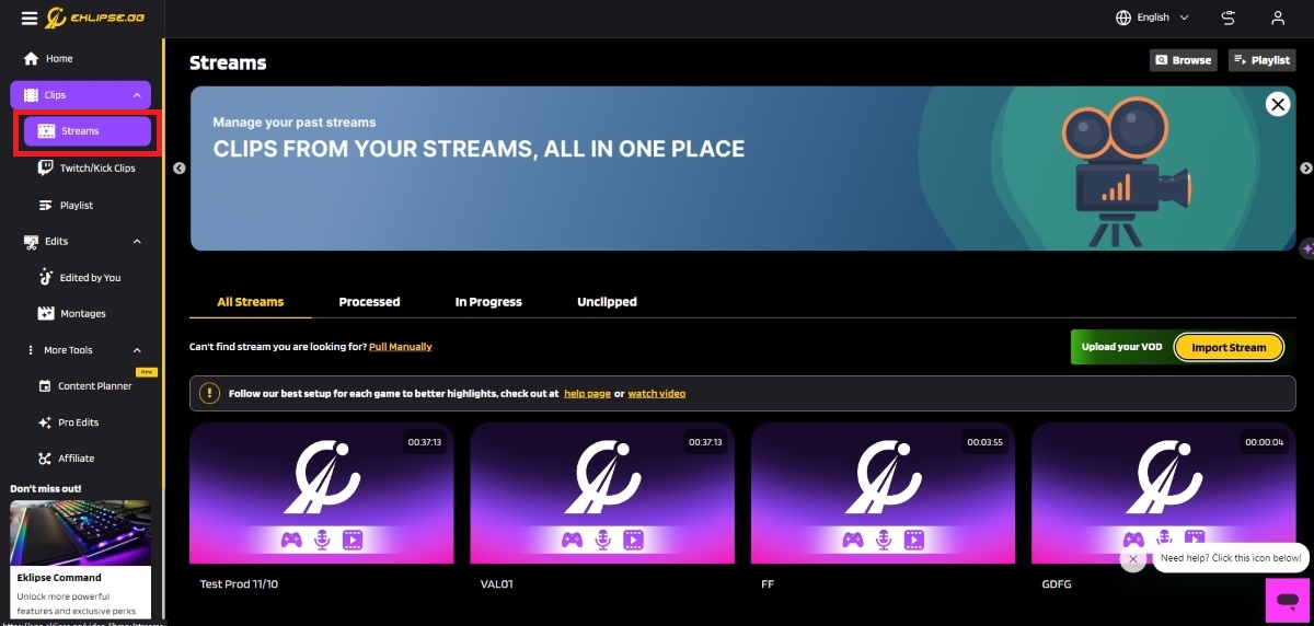 Eklipse Features Update (13/10): Local File VOD Upload, Weekly Showcase Playlist, and Improved ...